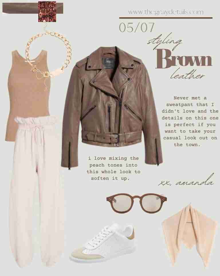 How to Wear a Brown Leather Jacket - the gray details