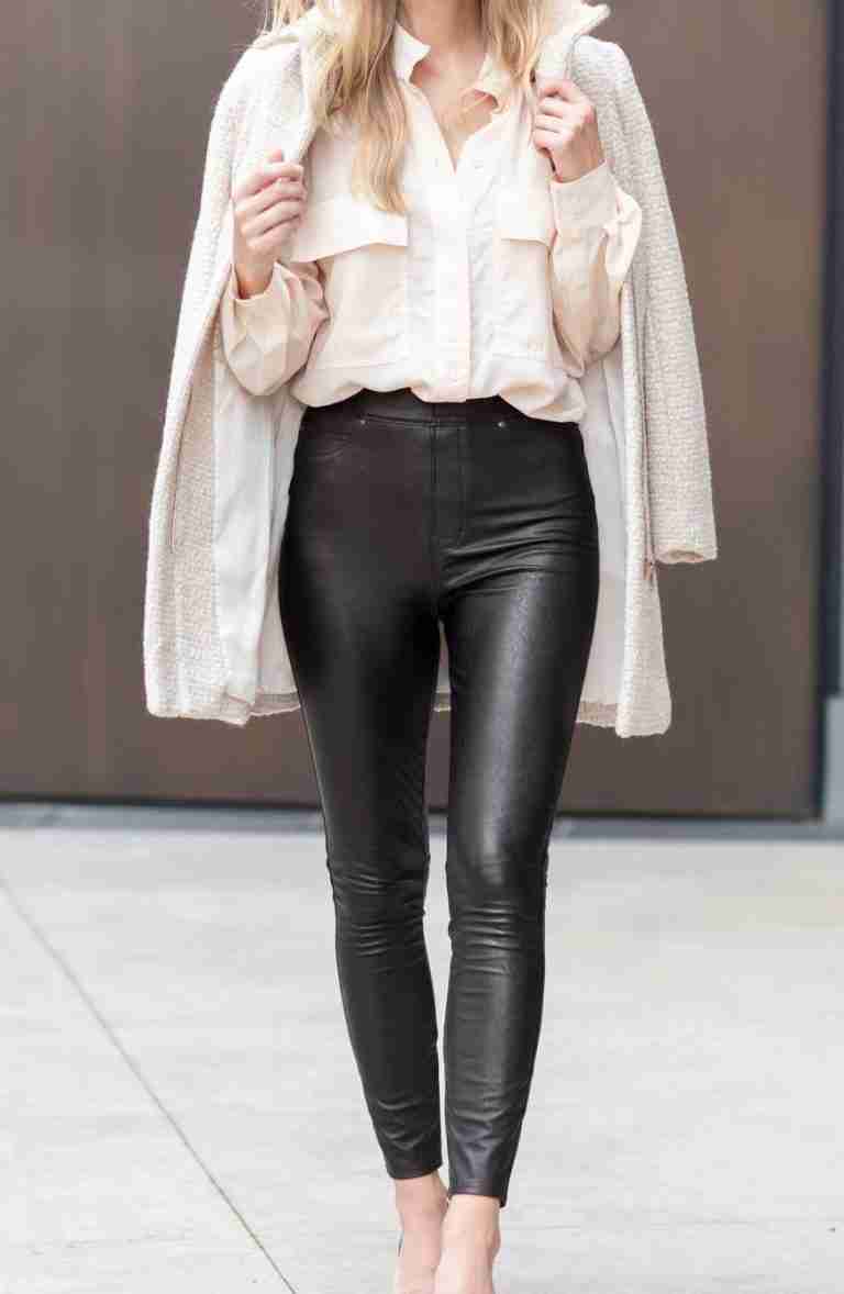 11 Leather Pant Outfit Ideas - the gray details