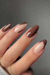 30 Brown French Tip Nail Ideas - the gray details