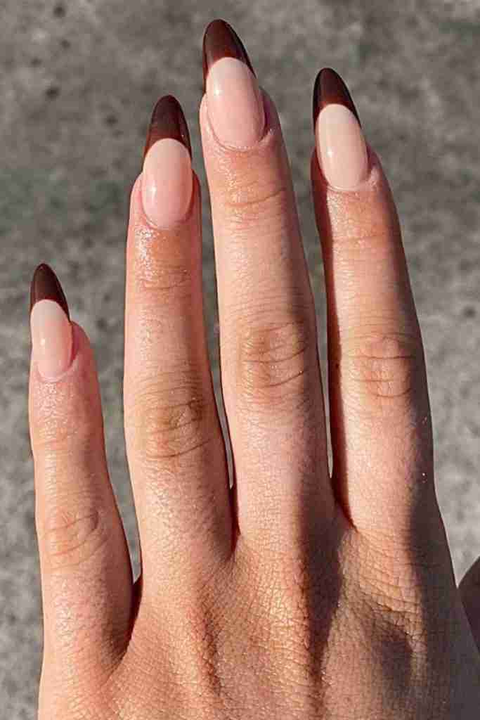 30 Brown French Tip Nail Ideas - the gray details