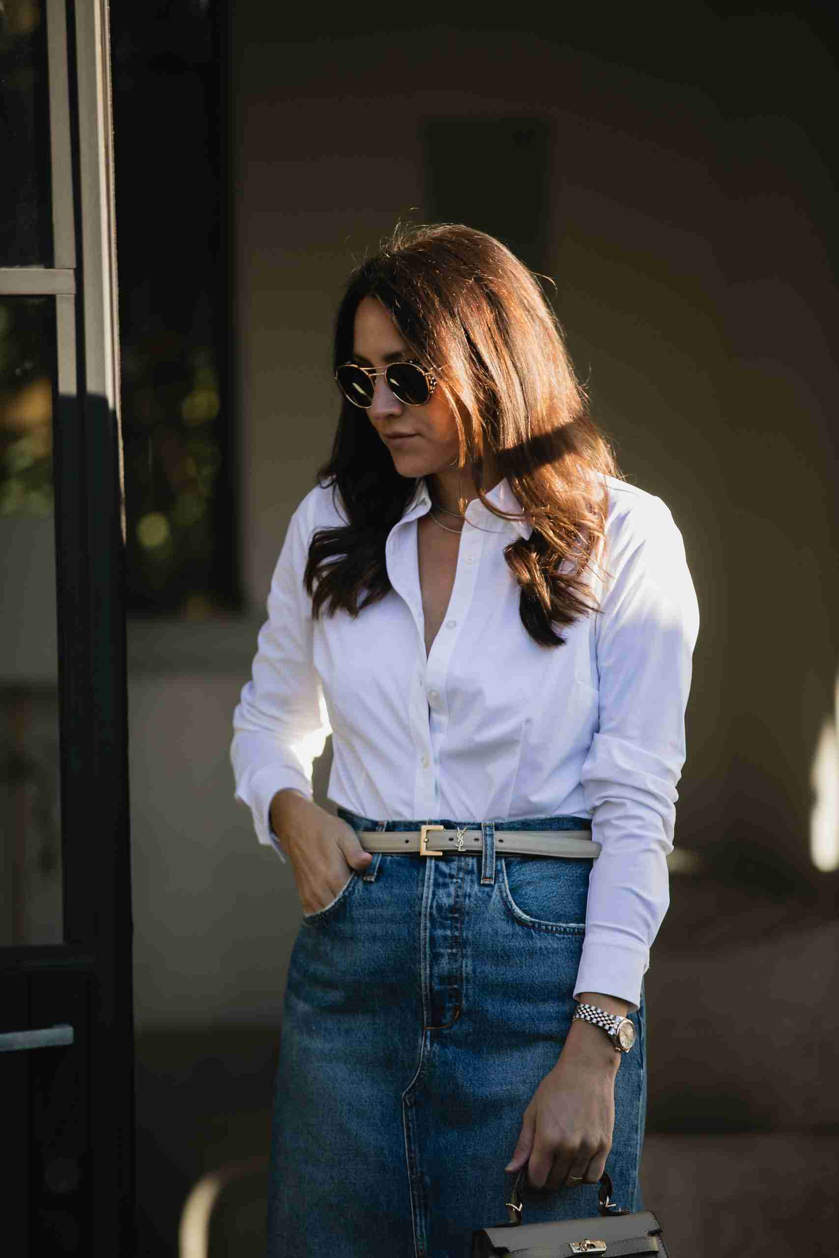 How to Style a White Button-Up - the gray details