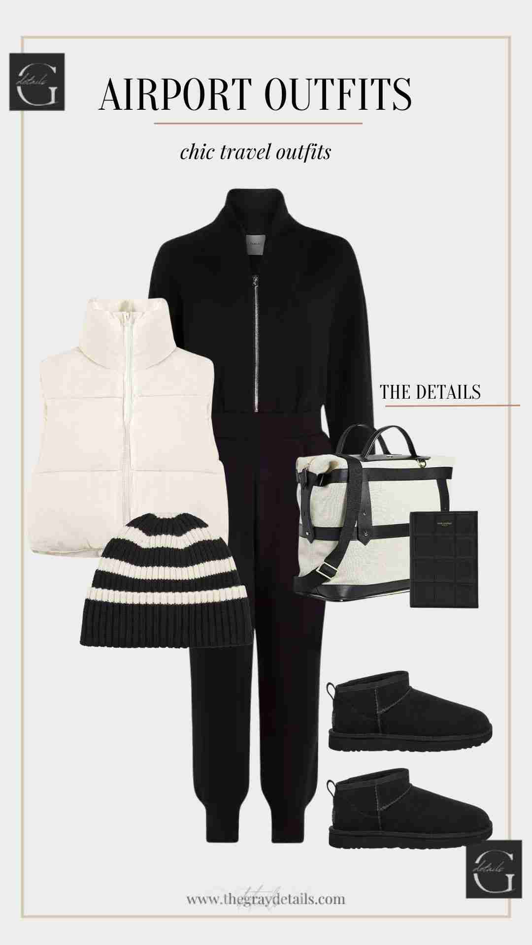 Chic Airport Outfits - the gray details | Neutral Daily Outfit Guides