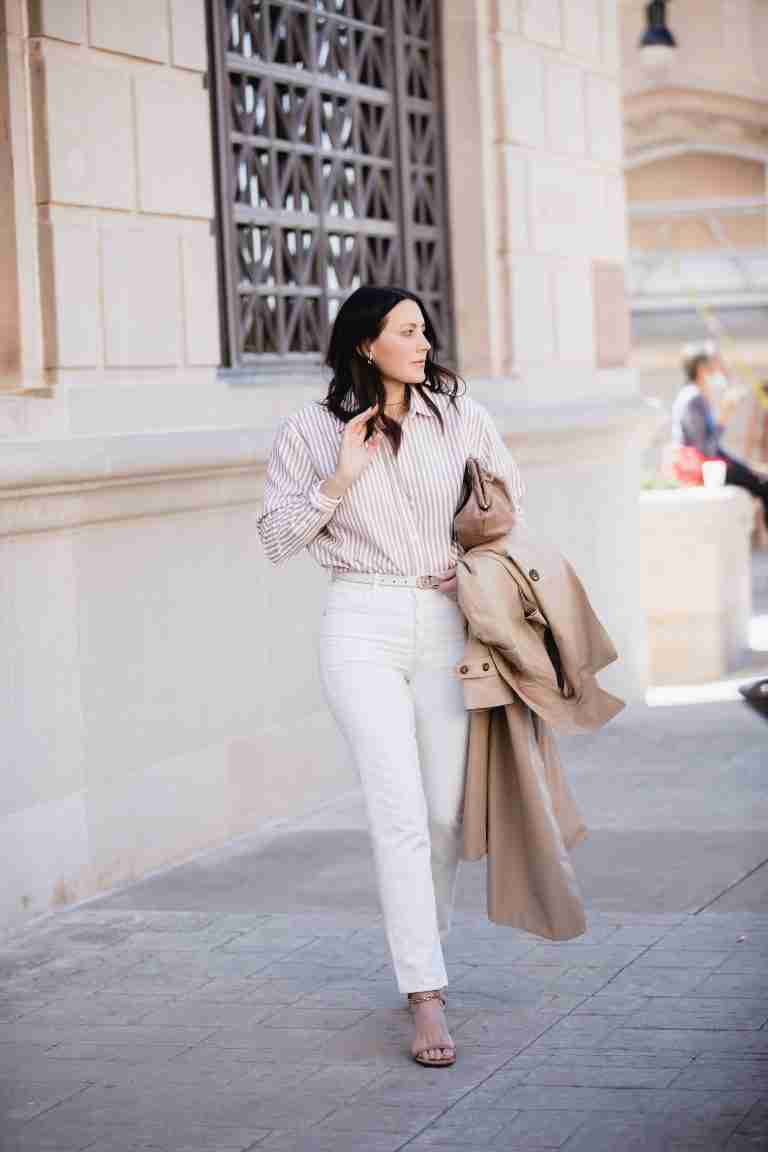 Tan and White outfit ideas - the gray details