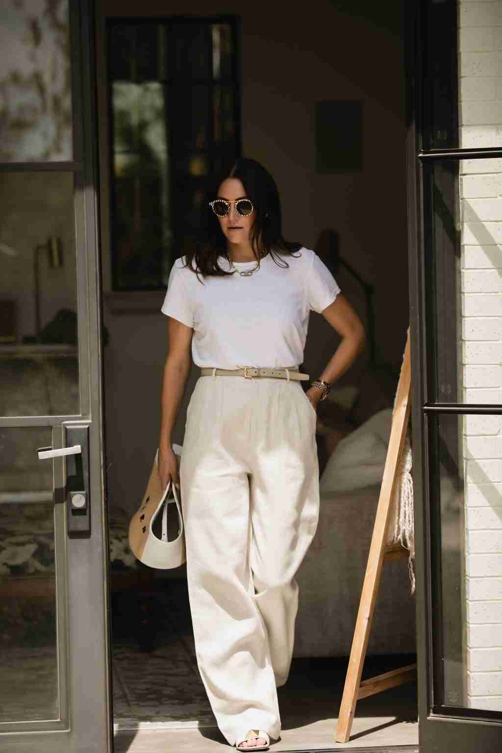 Tan and White outfit ideas - the gray details