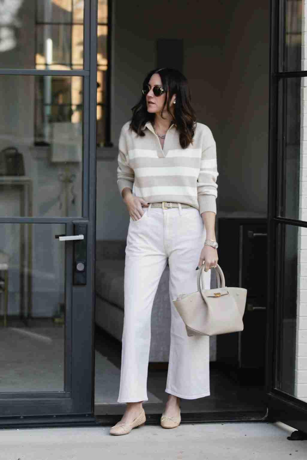 Tan and White outfit ideas - the gray details