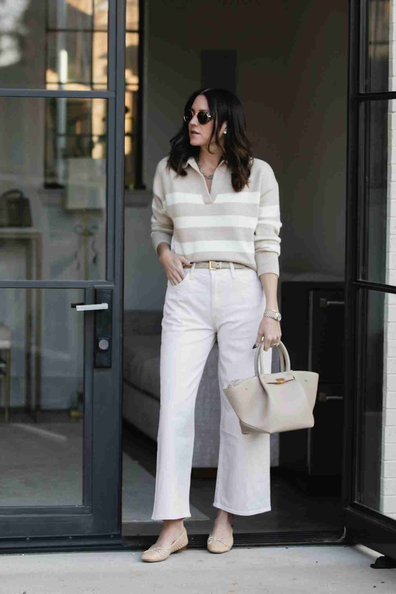 Tan and White outfit ideas - the gray details