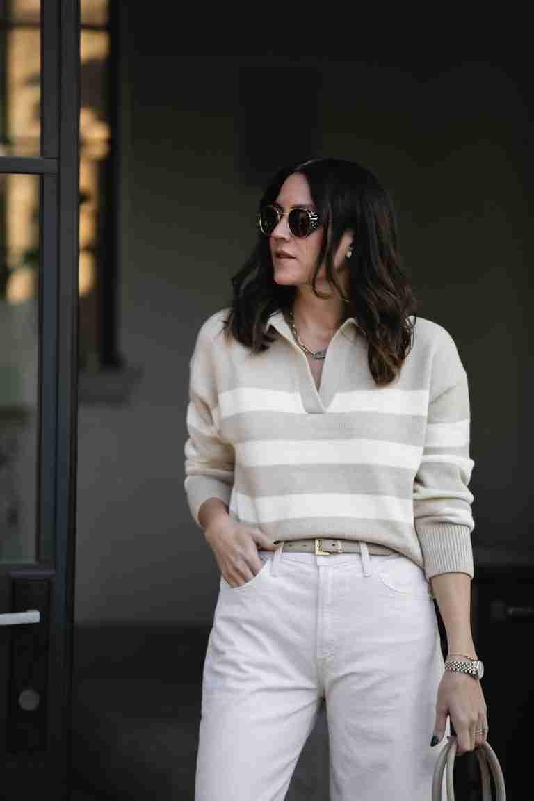 Tan and White outfit ideas - the gray details