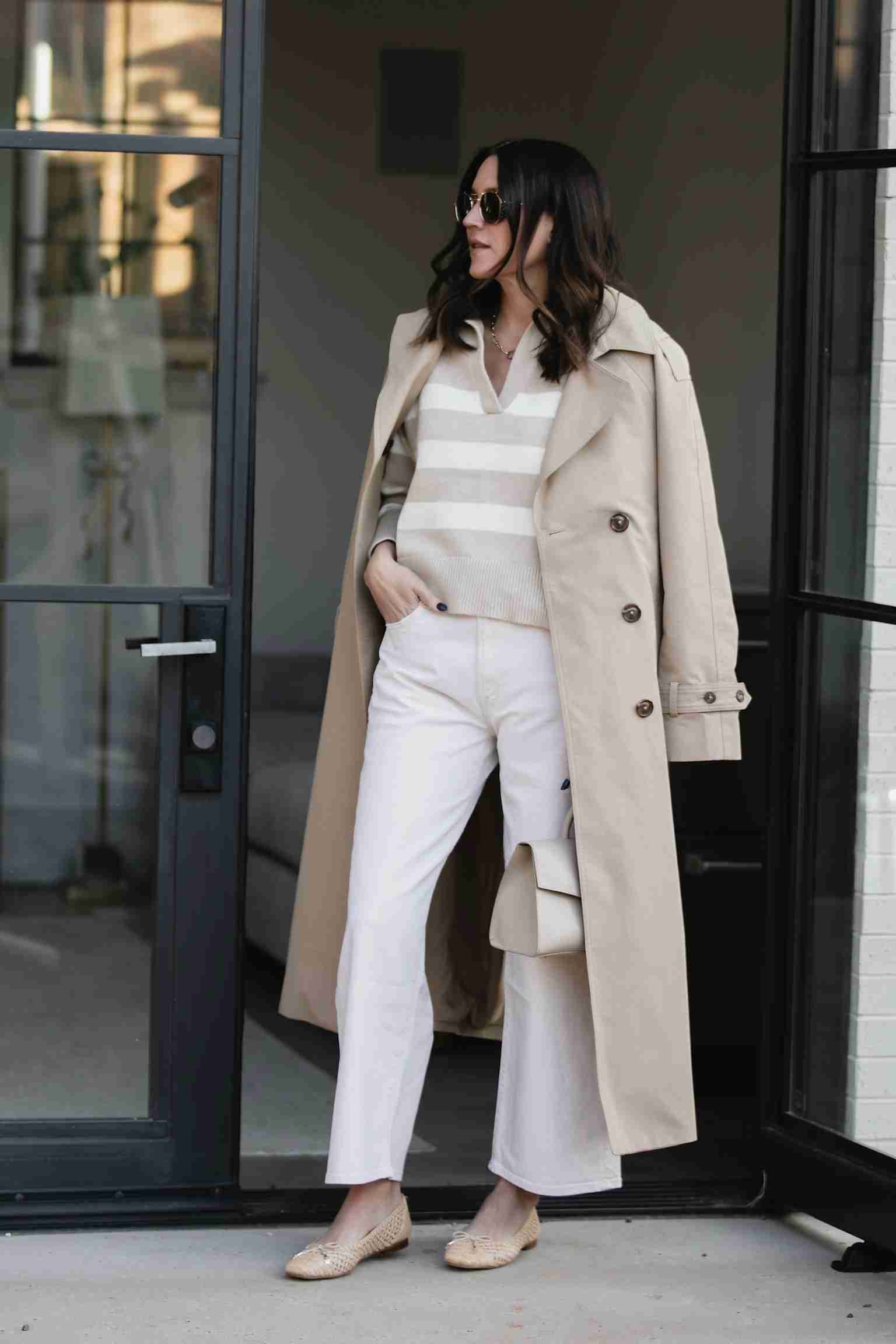 Tan and White outfit ideas - the gray details