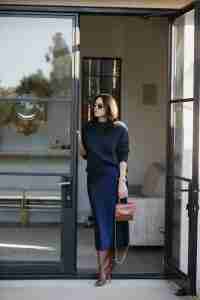 Blue Slip Skirt Outfits - the gray details