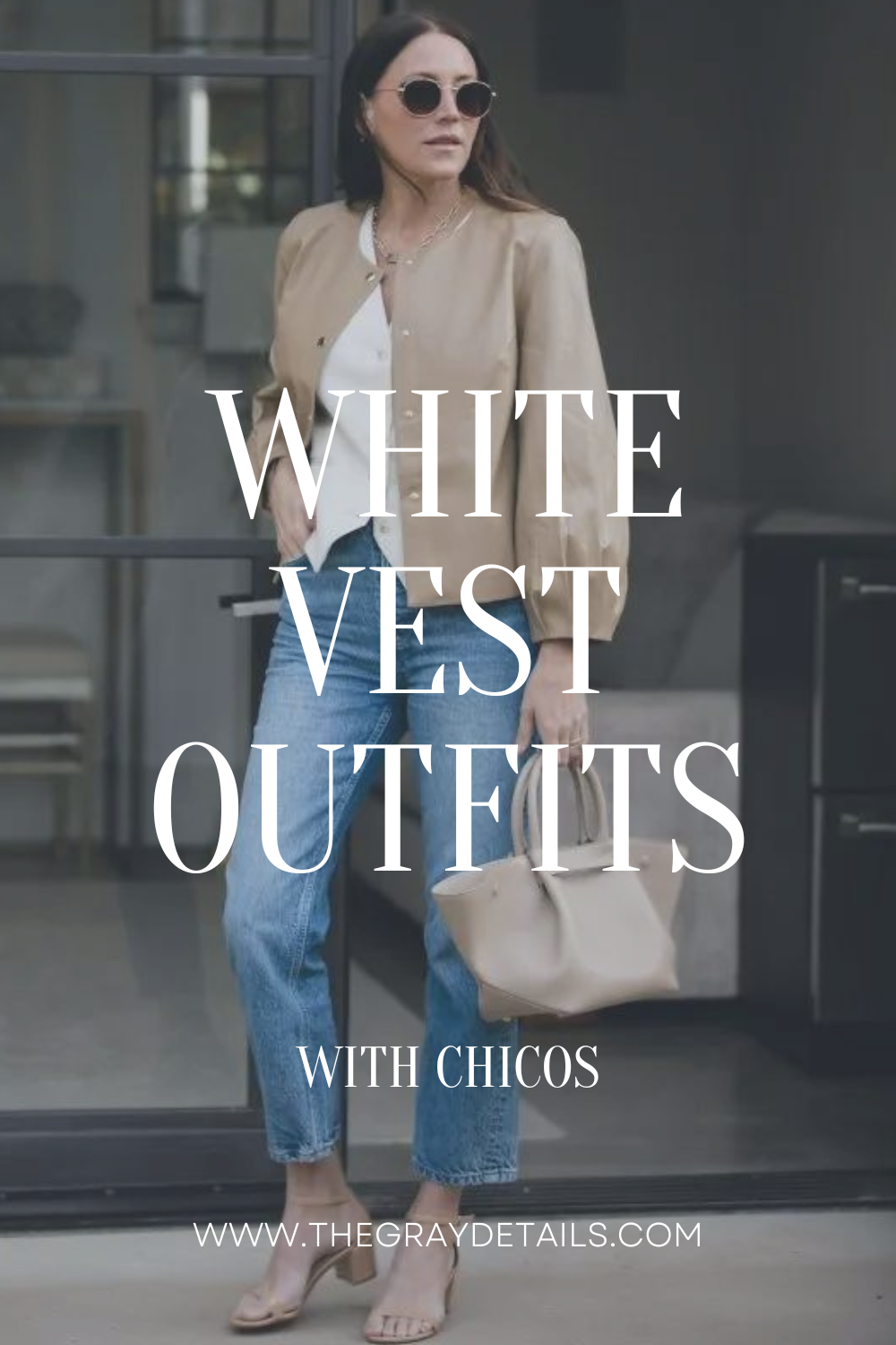Classy Ways to Style a White Vest - the gray details