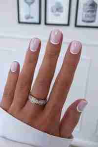 Short Square French nails - the gray details